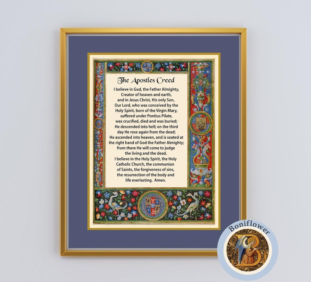 Apostles Creed Prayer Art Print: Medieval Catholic Christian (digital ...