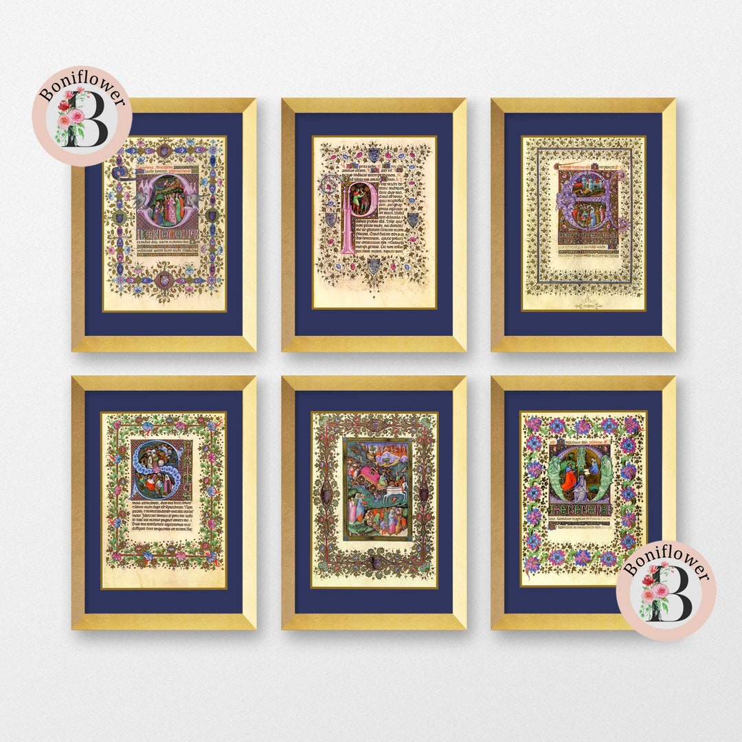Moses Set of 6 Reproduction Medieval Illuminated Manuscripts Bible ...