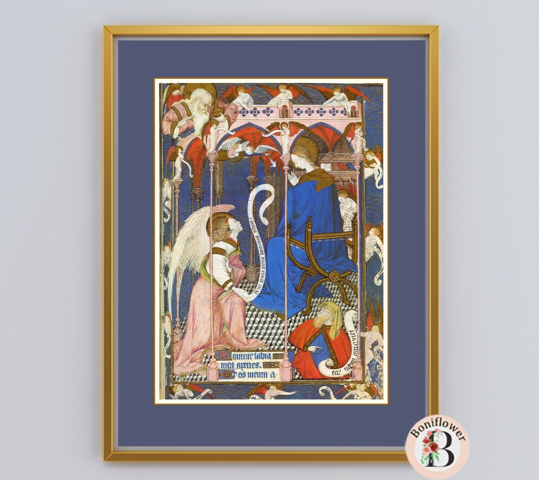 Annunciation Reproduction Medieval Illuminated Manuscript Catholic ...