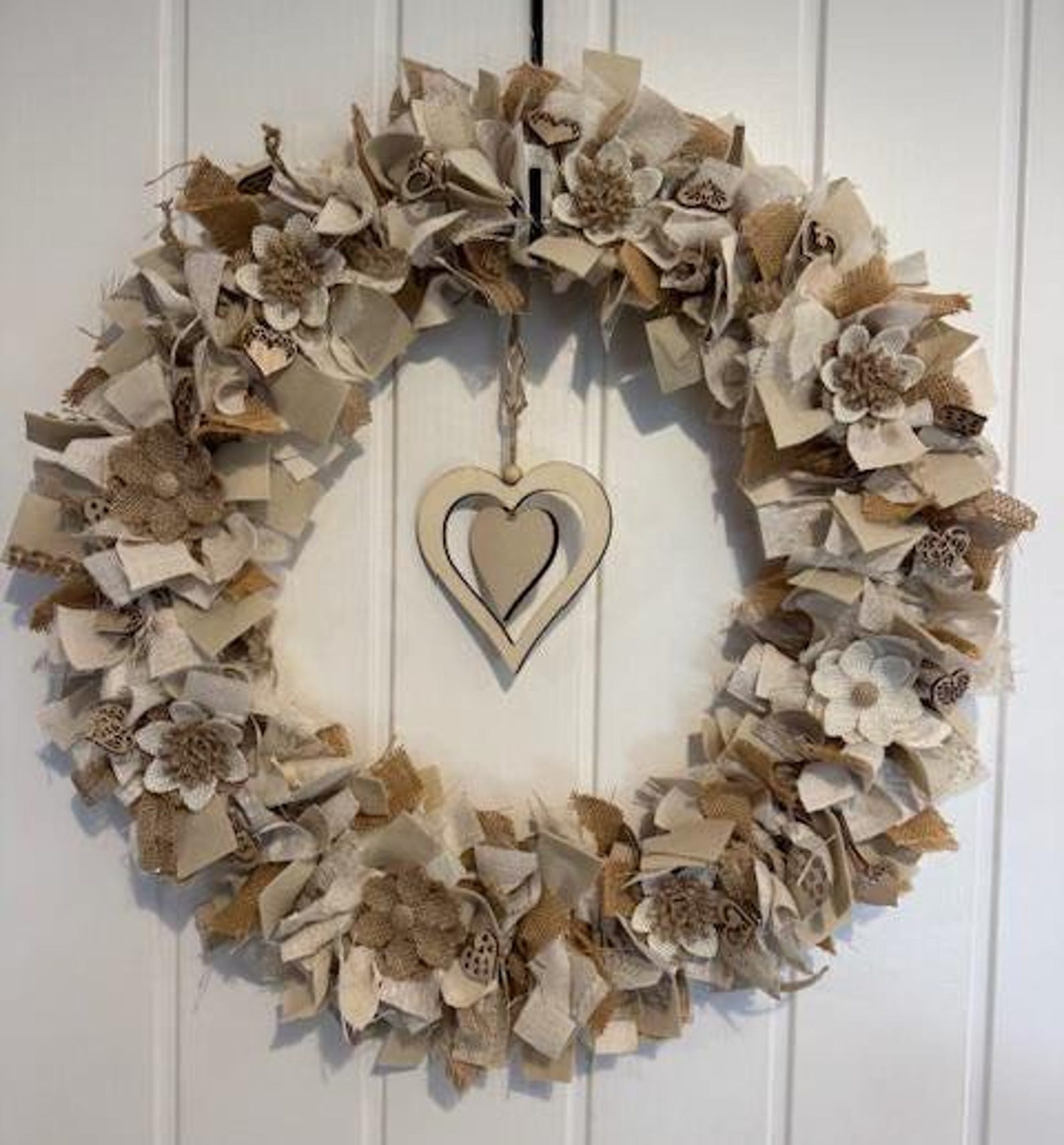 Gorgeous Extra Large Hessian and Linen Door / Window Hanging / Wreath ...