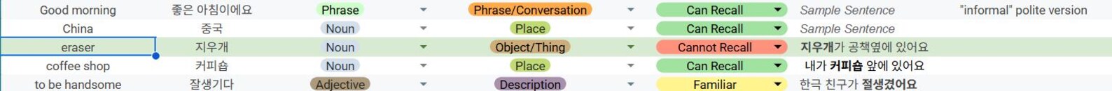 Target Language Vocabulary Tracker Template - Etsy