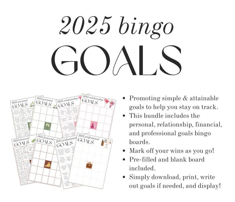 2025 Bingo Board Goals - Etsy