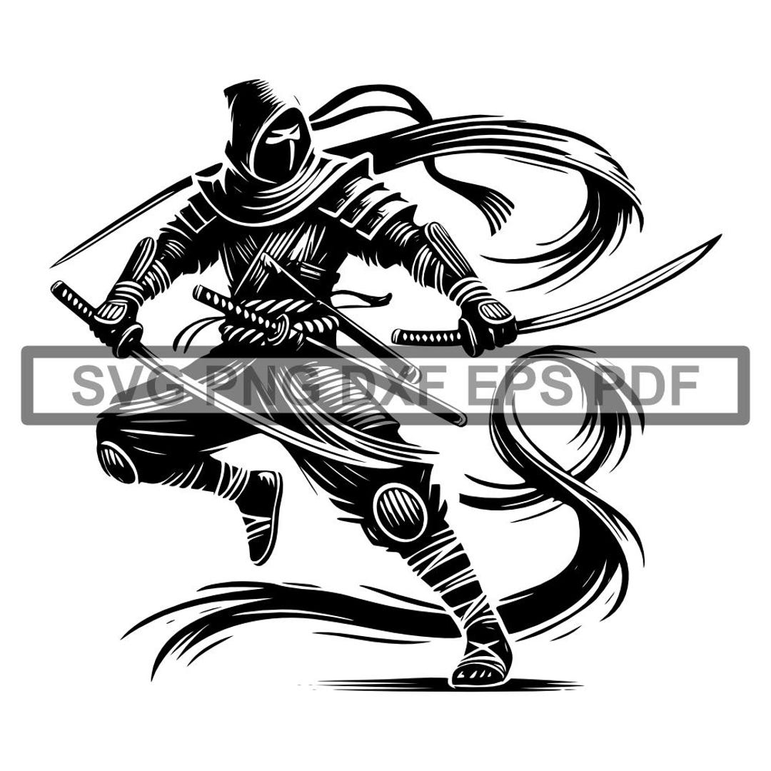 Ninja SVG & PNG Digital Files, Vector Graphic Design Cut Print Laser ...