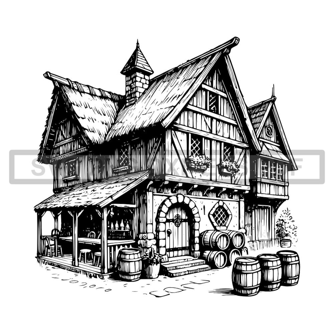Tavern Bar Inn Saloon Alehouse Medieval Country Village Laser File SVG ...