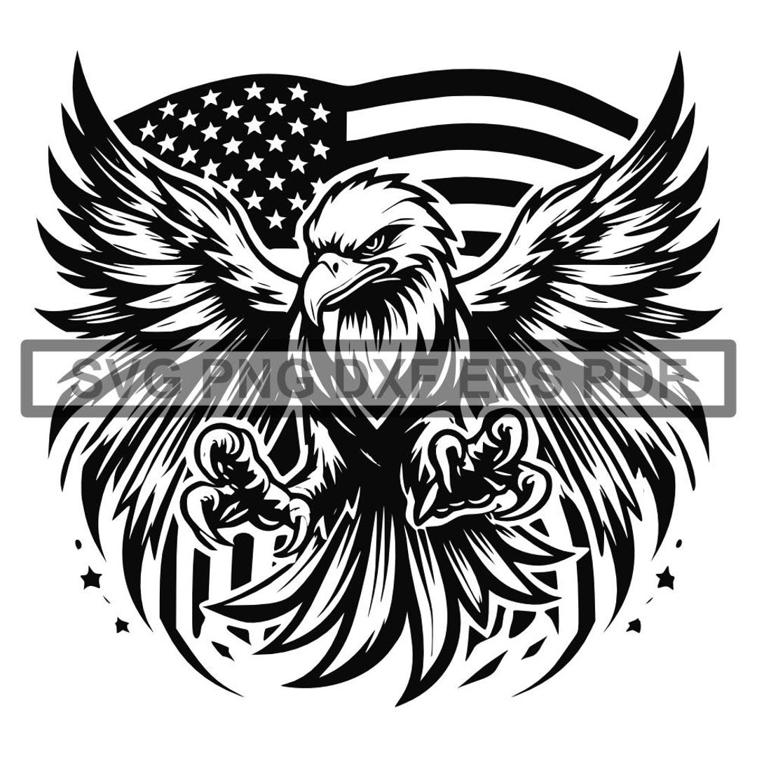Flying Eagle With USA Flag Svg & PNG Files, Patriotic Clipart Vector ...