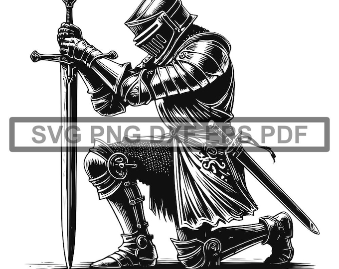 Kneeling Knight SVG & PNG Digital Files, Vector Graphic Design Print ...