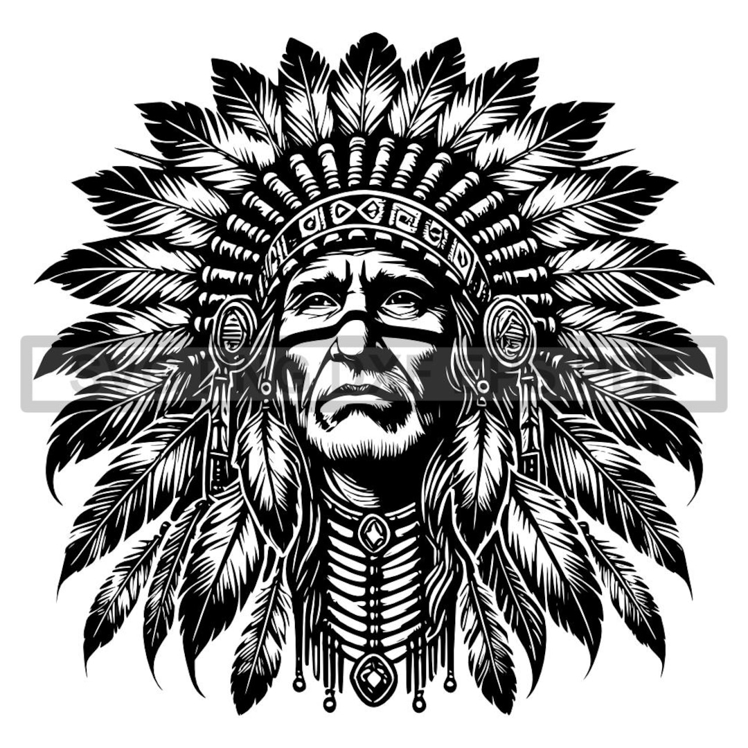 Native American Chief Svg & Png Files, American Indian Clipart ...