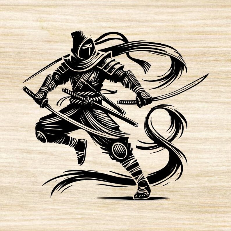 Ninja SVG & PNG Digital Files, Vector Graphic Design Cut Print Laser ...