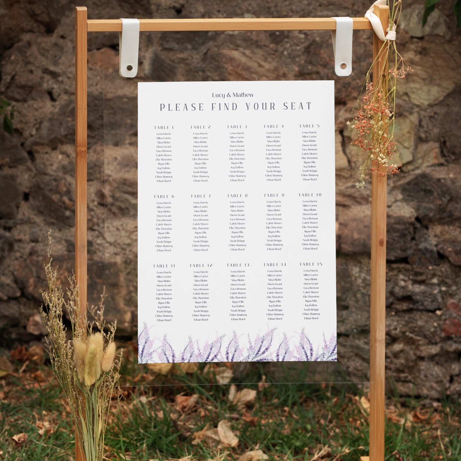 Custom Lavender Seating Chart Template: Canva Printable (digital ...