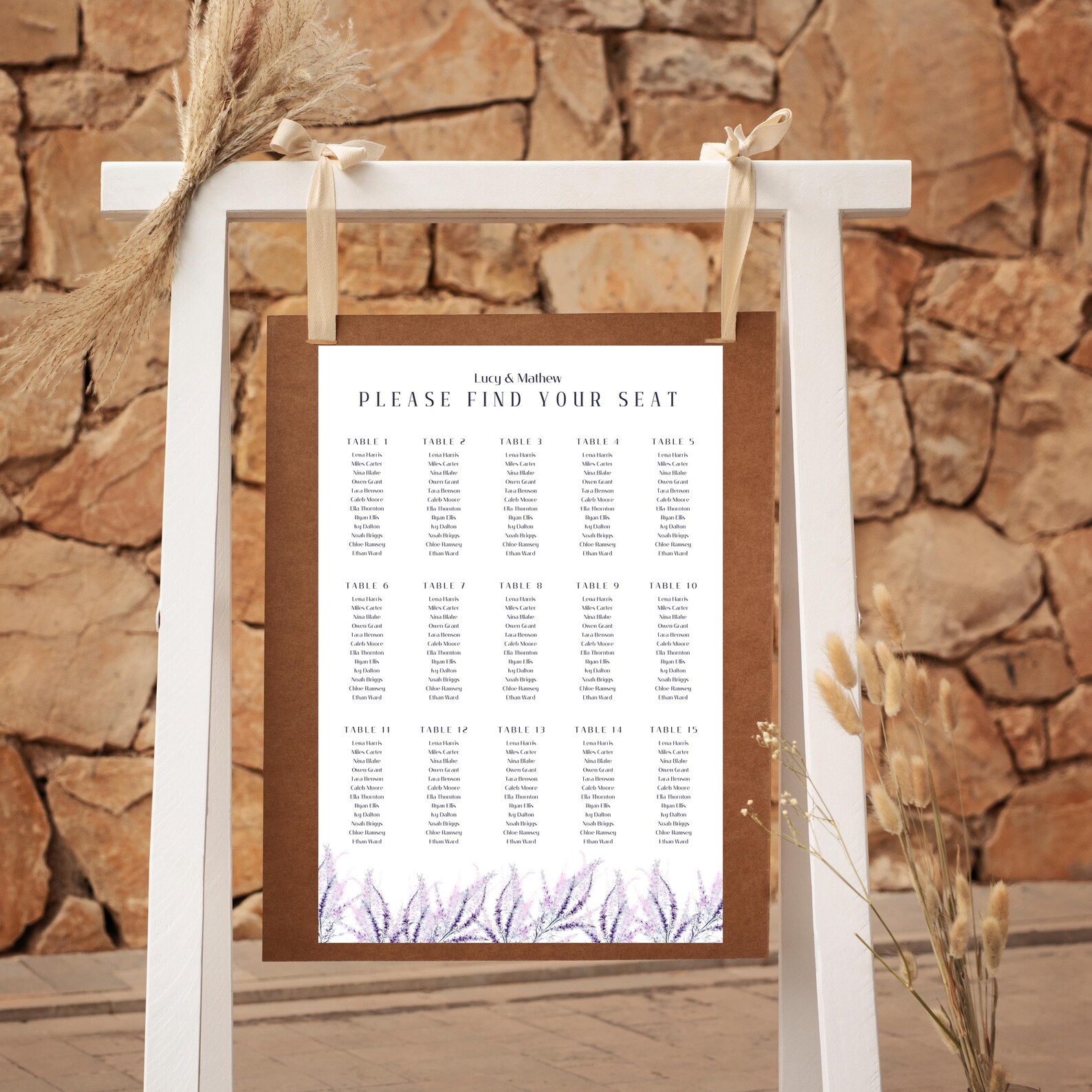 Custom Lavender Seating Chart Template: Canva Printable (digital ...
