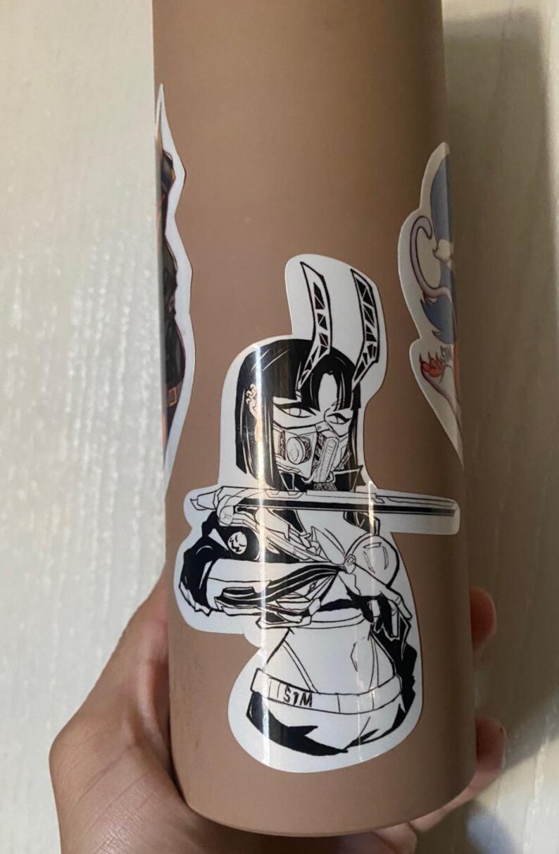 Cyberpunk Samurai Girl Vinyl Sticker - Digitally Drawn, Water-resistant ...