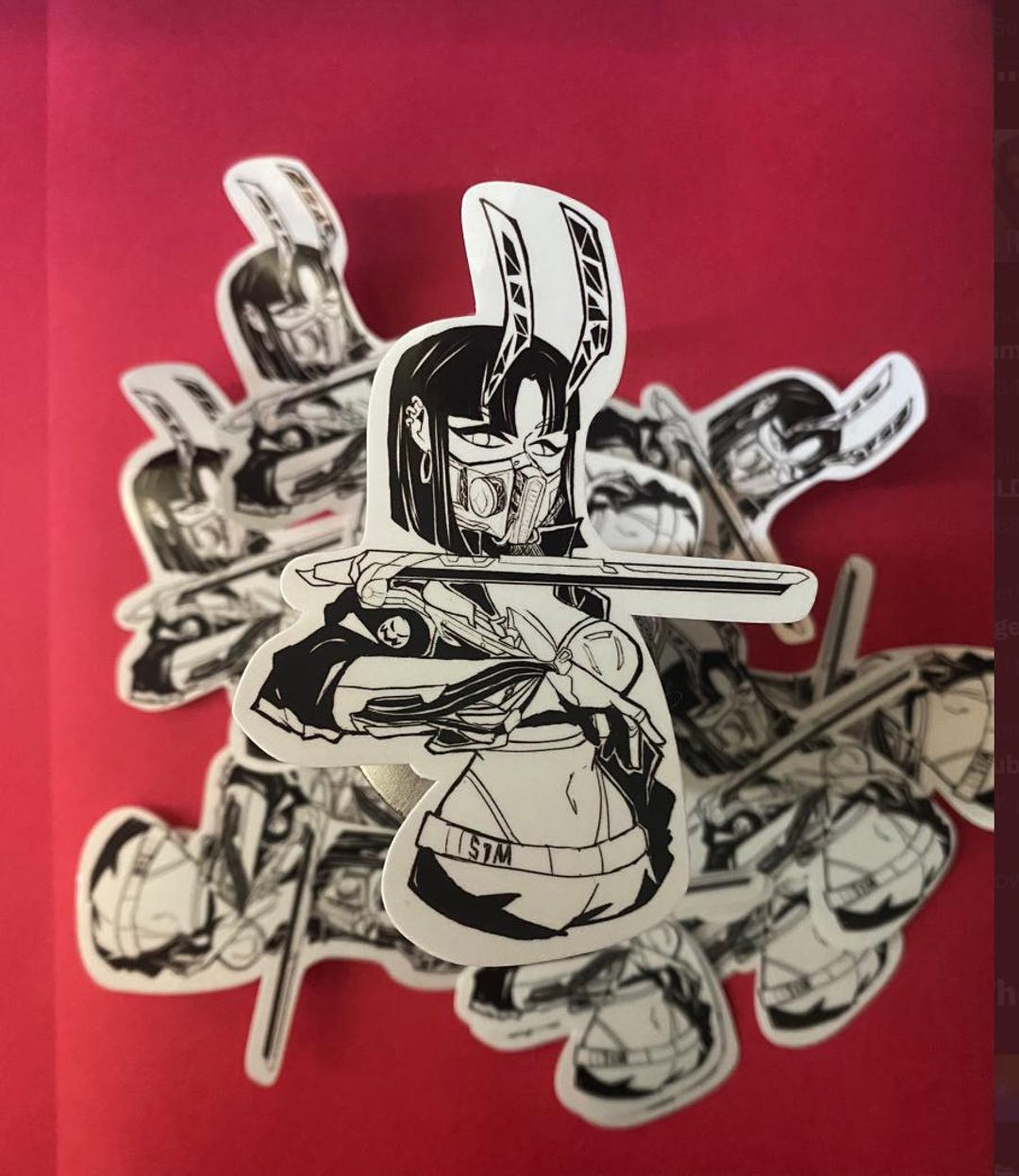 Cyberpunk Samurai Girl Vinyl Sticker - Digitally Drawn, Water-resistant ...