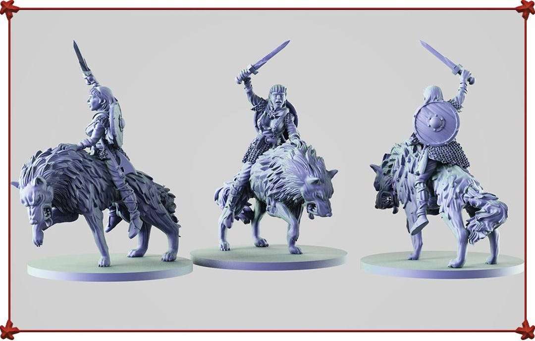 28mm-32mm Viking on a Wolf Crosslances - Etsy