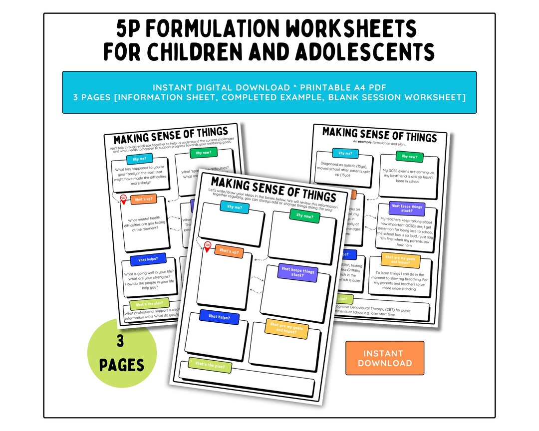 Case Formulation A4 PDF Digital Download Worksheets for Children and ...