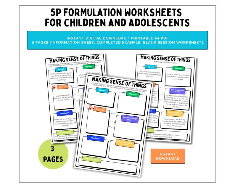 5P Therapy Formulation A4 PDF Digital Download Worksheets for Children ...