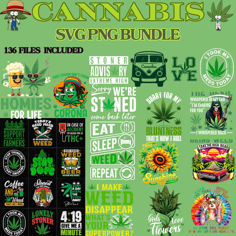 Cannabis SVG PNG Bundle, Marijuana Png, Happy 420 Png, Wake and Bake ...