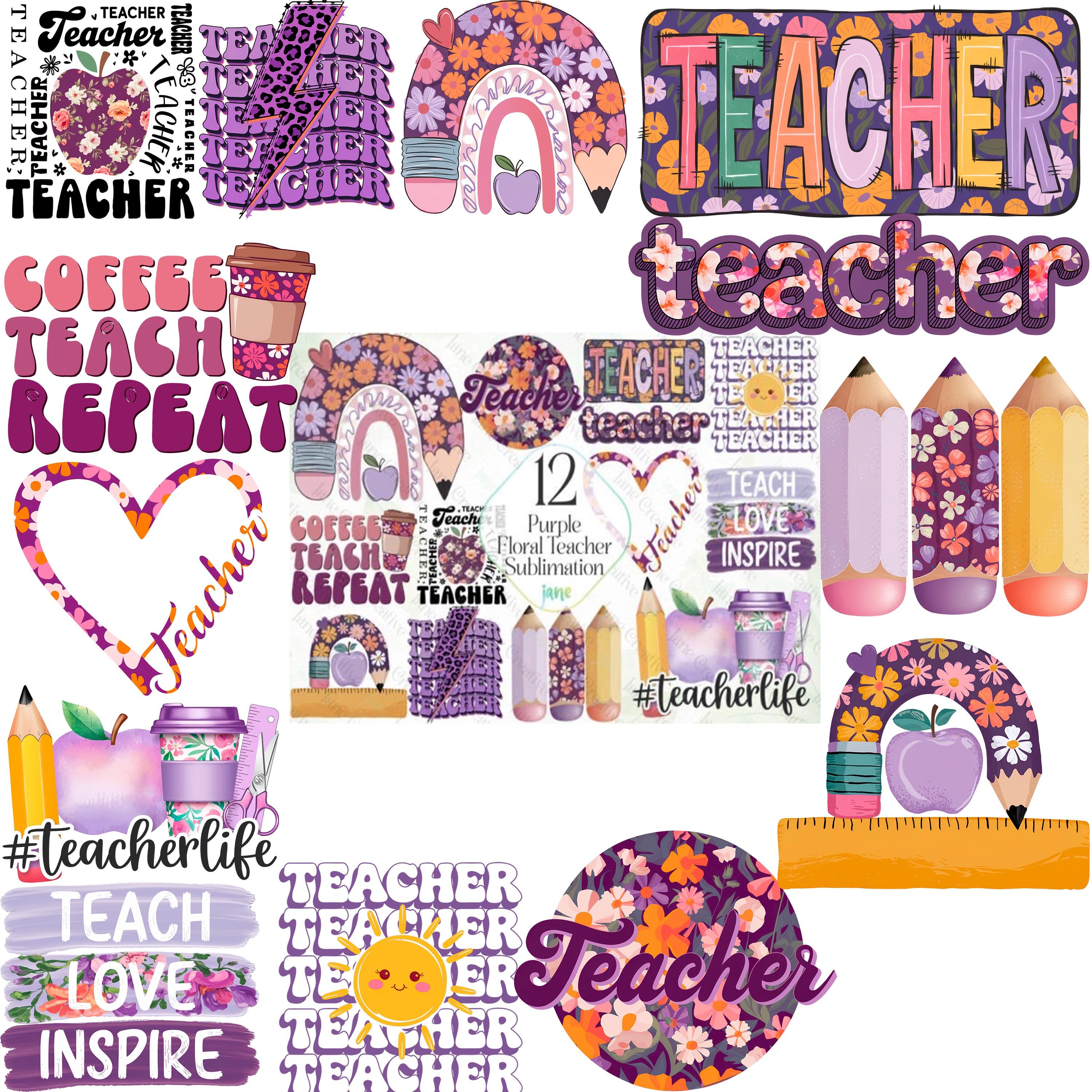 Teacher Sublimation Bundle, Teacher Shirt Png Bundle,boho Teacher Svg ...