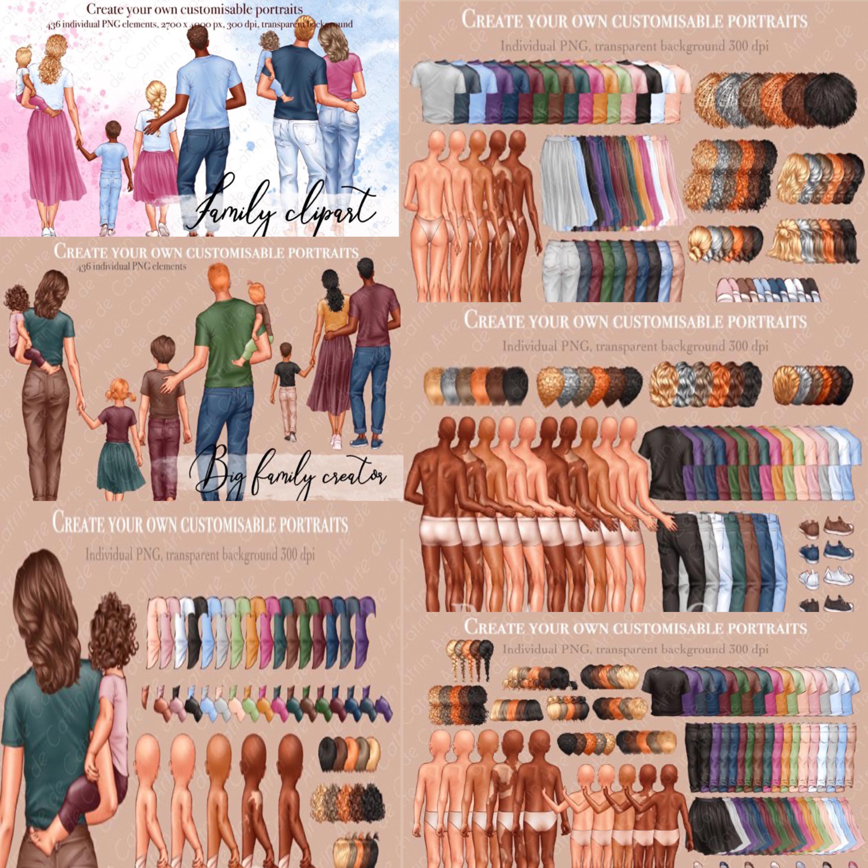 Custom Family Portrait Mega Bundle, Clipart Bundle Family,family ...