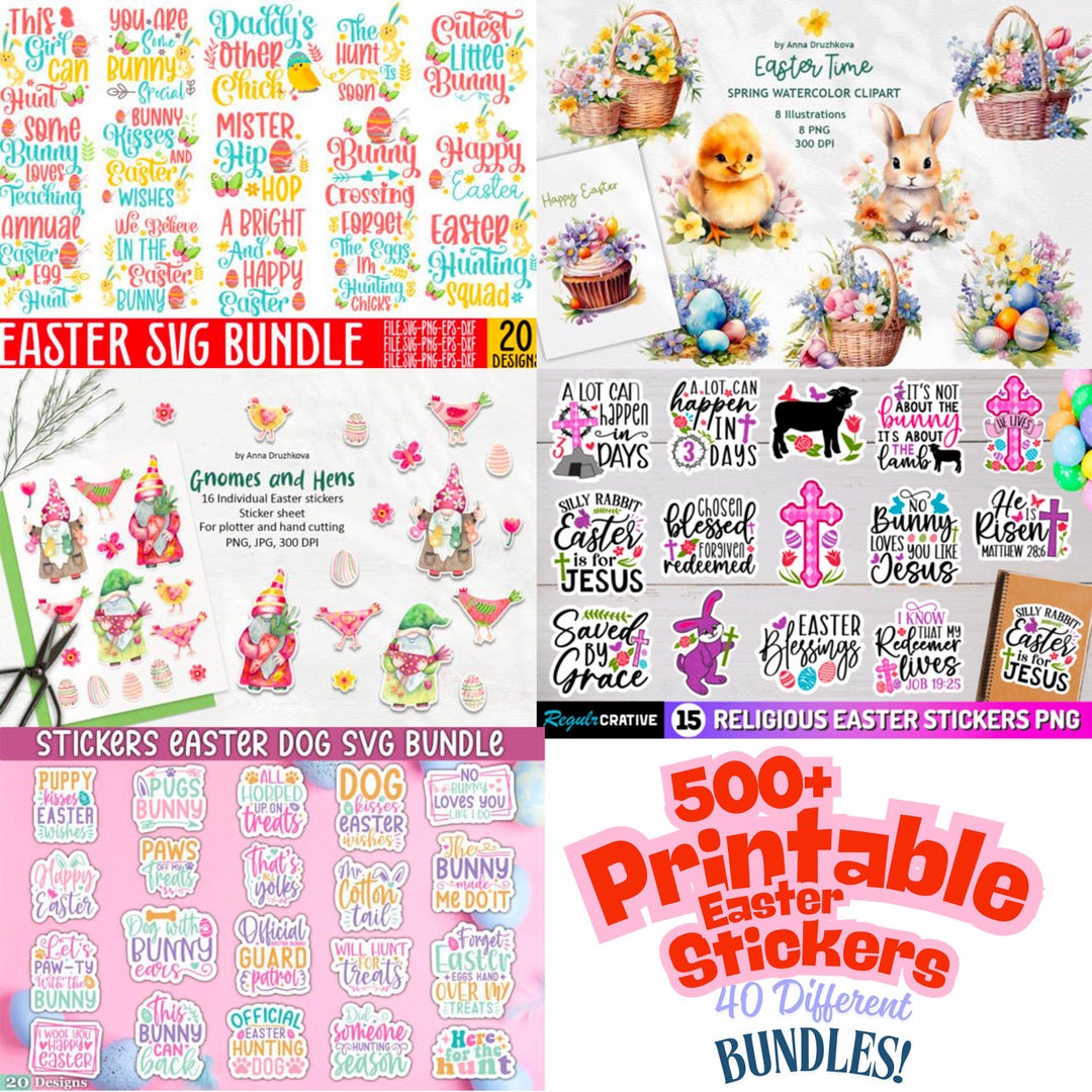 Printable Easter Stickers, Printable Cute Stickers, Cute Bunny Stickers ...