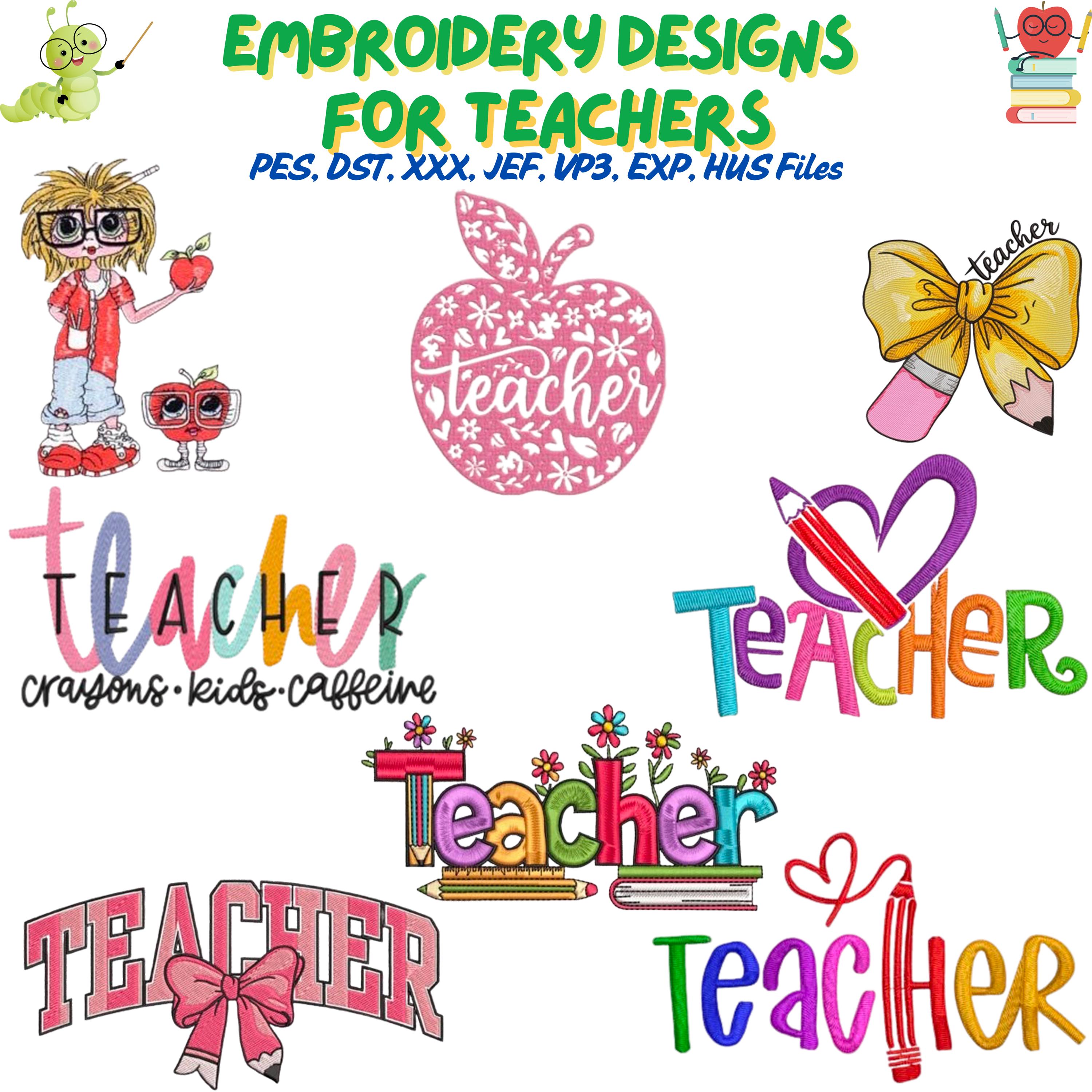 Embroidery Designs for Teachers, School Embroidery File, Embroidery ...