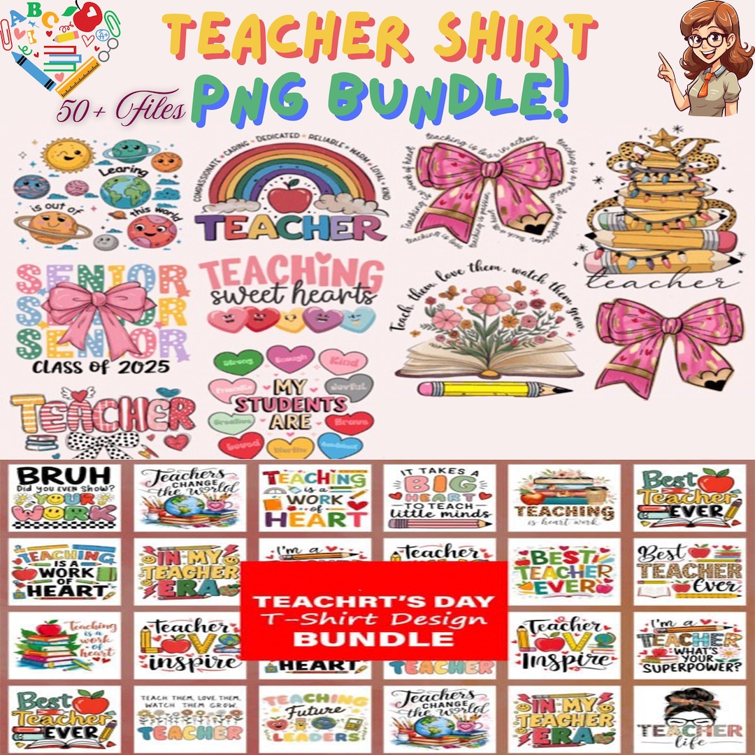 Teacher Shirt Png Bundle, Boho Teacher Svg Png Bundle, Teacher Png ...