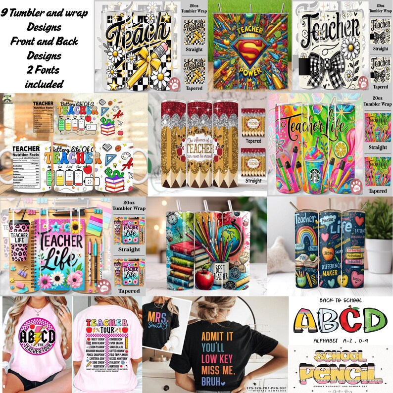 Teacher Sublimation Bundle, Teacher Shirt Png Bundle,boho Teacher Svg ...