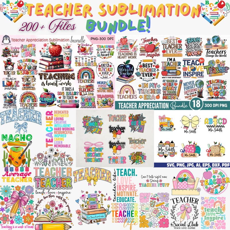 Teacher Appreciation Designs Png - Etsy