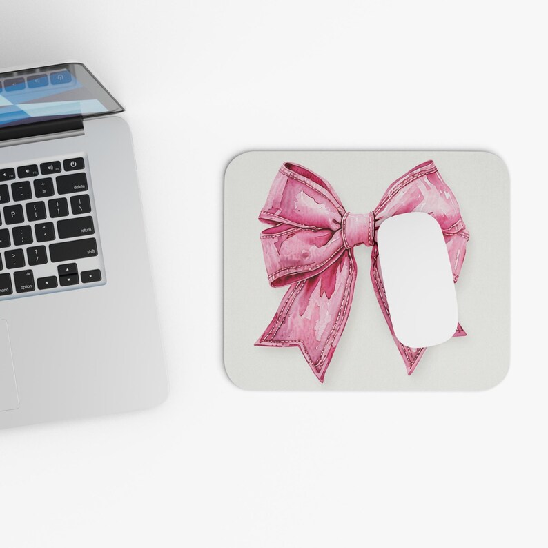 Cutesy Croquette Pink Bow Rectangle Mouse Pad, Perfect as a Gift ...