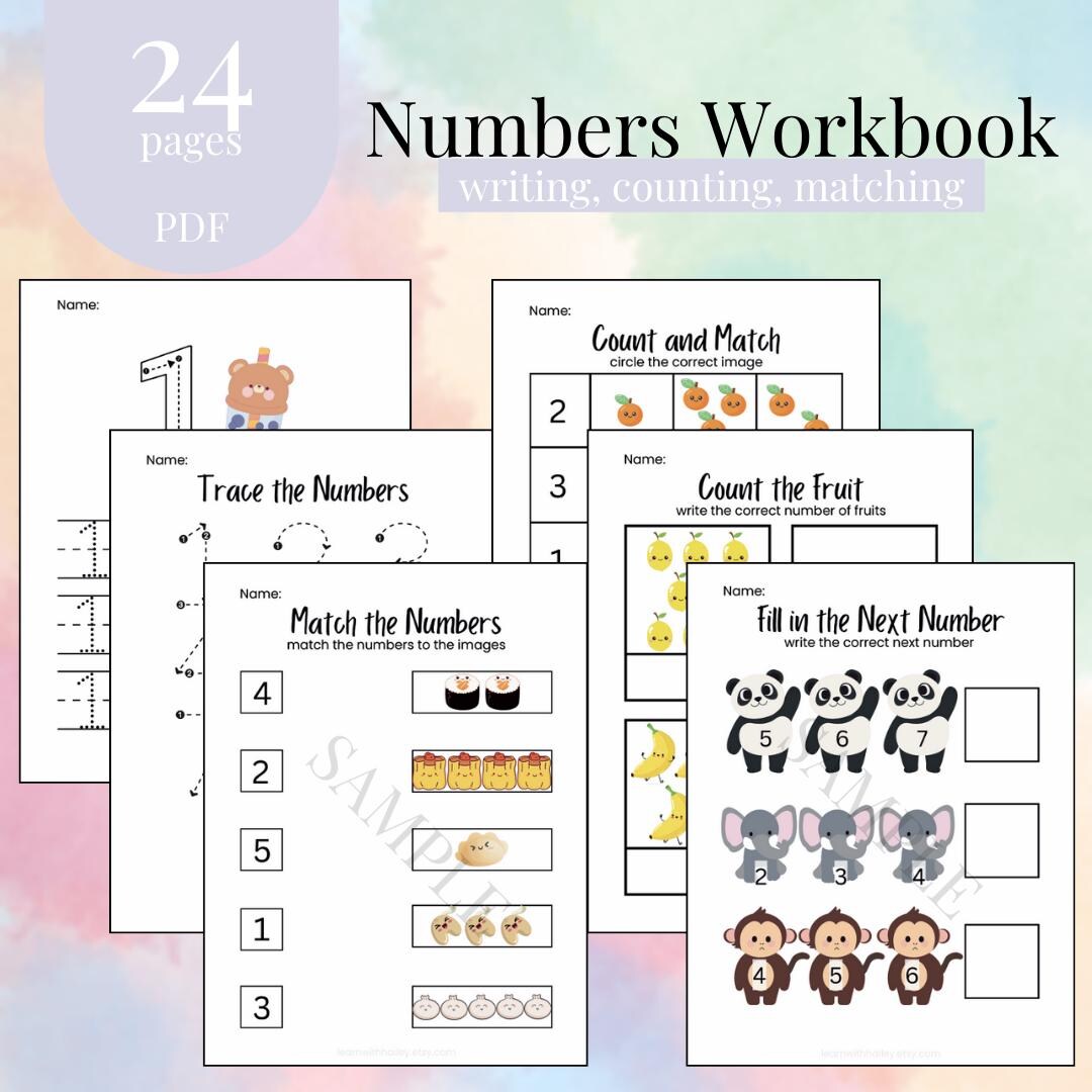 Numbers Workbook | Writing Tracing Counting Matching for Toddlers Pre K ...