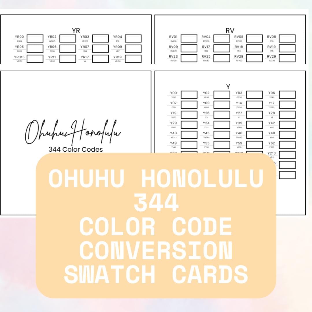 Ohuhu 344 Conversion Code Swatch CARDS| New and Old Color Codes, Ohuhu ...