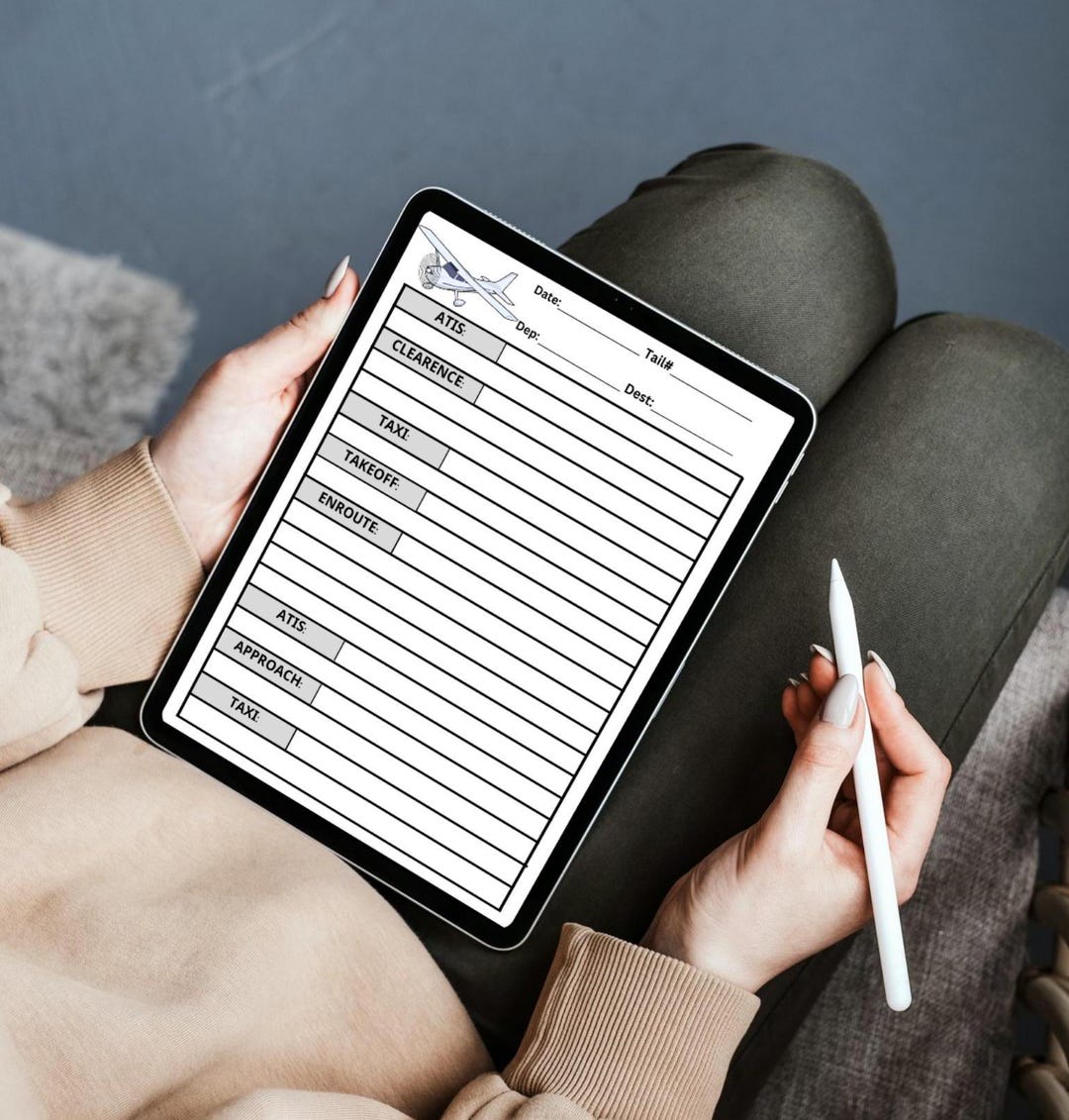 VFR Pilot Flight Lesson Notes Template – Student Pilot Training Sheet ...