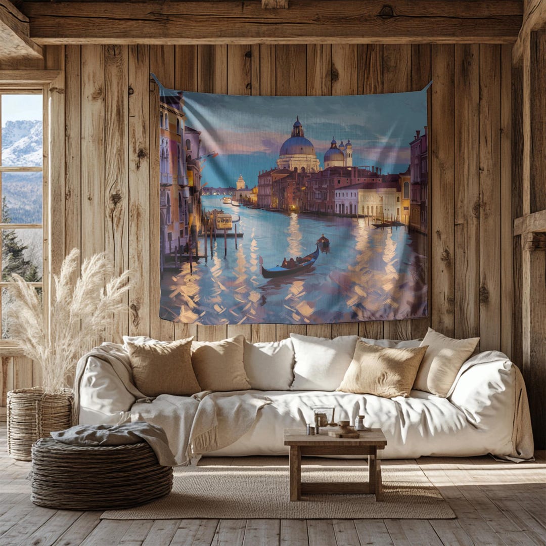 Italy City River Painting Indoor Wall Tapestries Home Decor, Italian ...