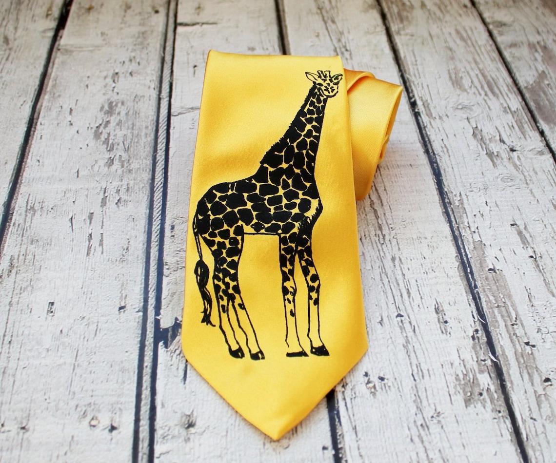 Giraffe Men's Necktie Hand Printed Wild Animal Tie - Etsy