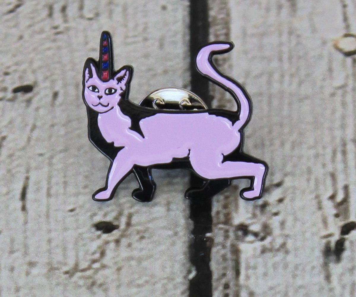 Caticorn Lapel Pin, Soft Enamel Pin, Cat With Unicorn Horn, Stocking ...