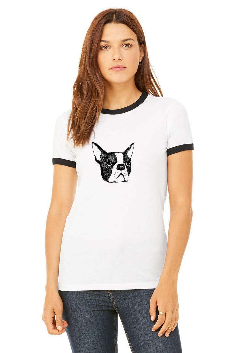 Boston Terrier Shirts for Women, Ringer Tee Shirt, Screenprinted ...