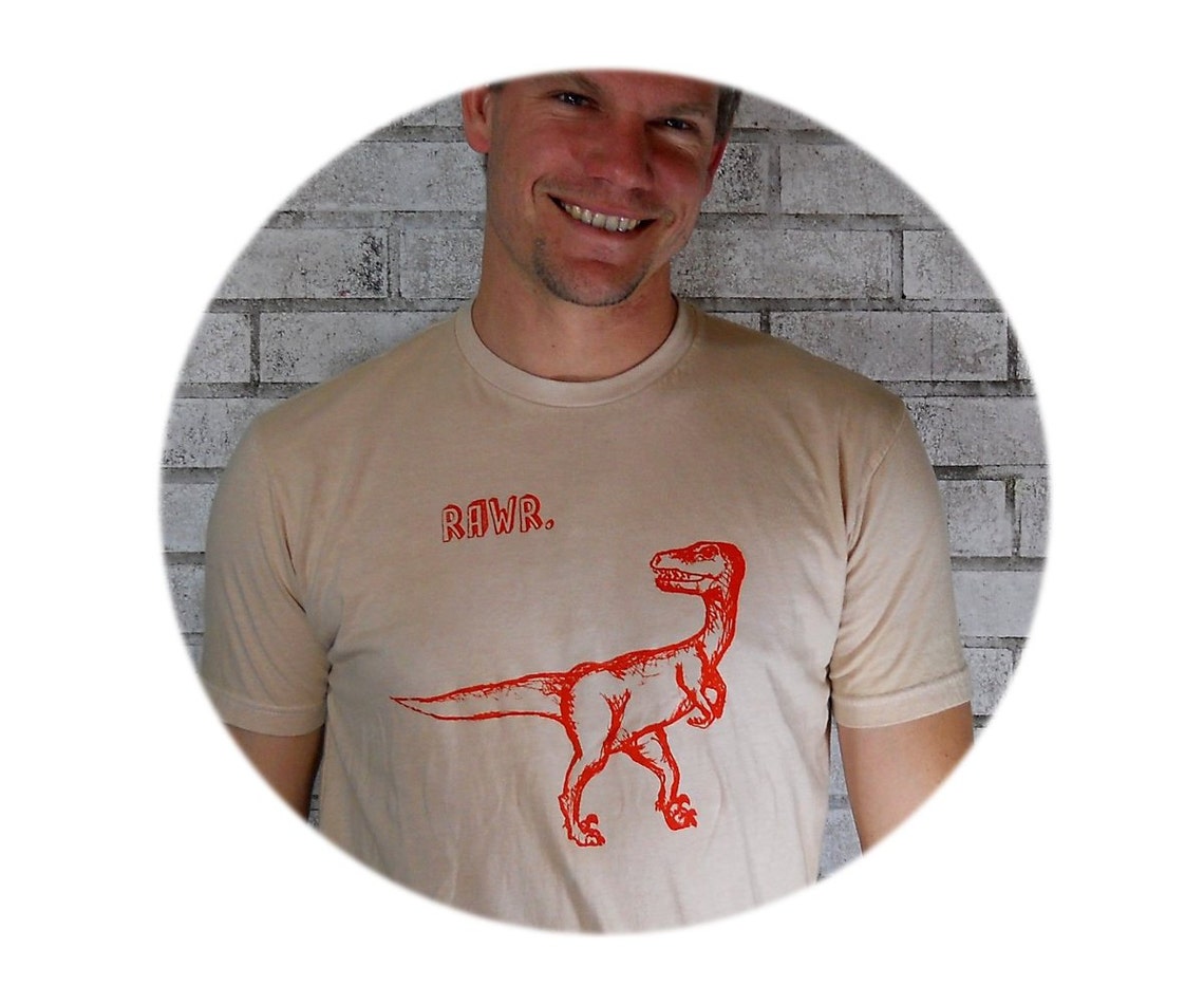 Men's Tshirt dinosaur Rawr Velociraptor Tee - Etsy