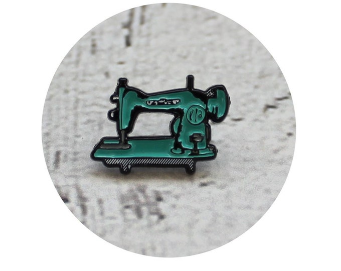 Sewing Machine Lapel Pin, Mint Green Vintage Modern Sewing Machine Soft ...