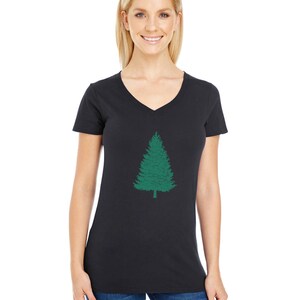 Pine Tree Sporty Vneck Cotton Tee Shirt, Graphic Tshirt, Hiking in the ...