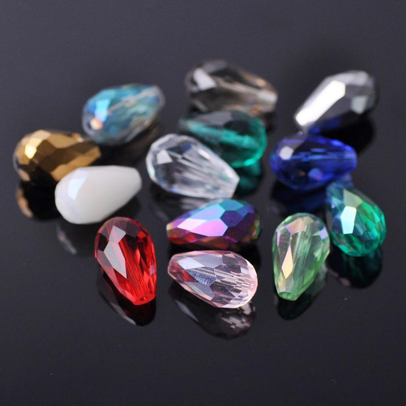 Teardrop 5x3mm 7x5mm 12x8mm 14x10mm 18x12mm Faceted Crystal Glass Loose ...