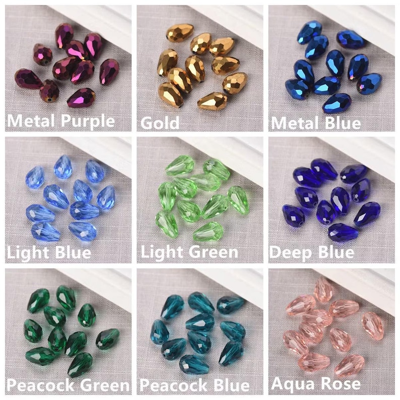 Teardrop 5x3mm 7x5mm 12x8mm 14x10mm 18x12mm Faceted Crystal Glass Loose ...