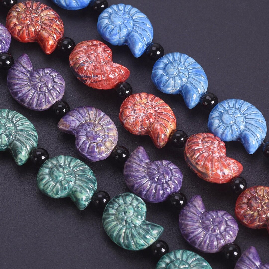 Snail Shell Shape Coated Opaque Glass Beads 10pcs 20x16mm for Jewelry ...