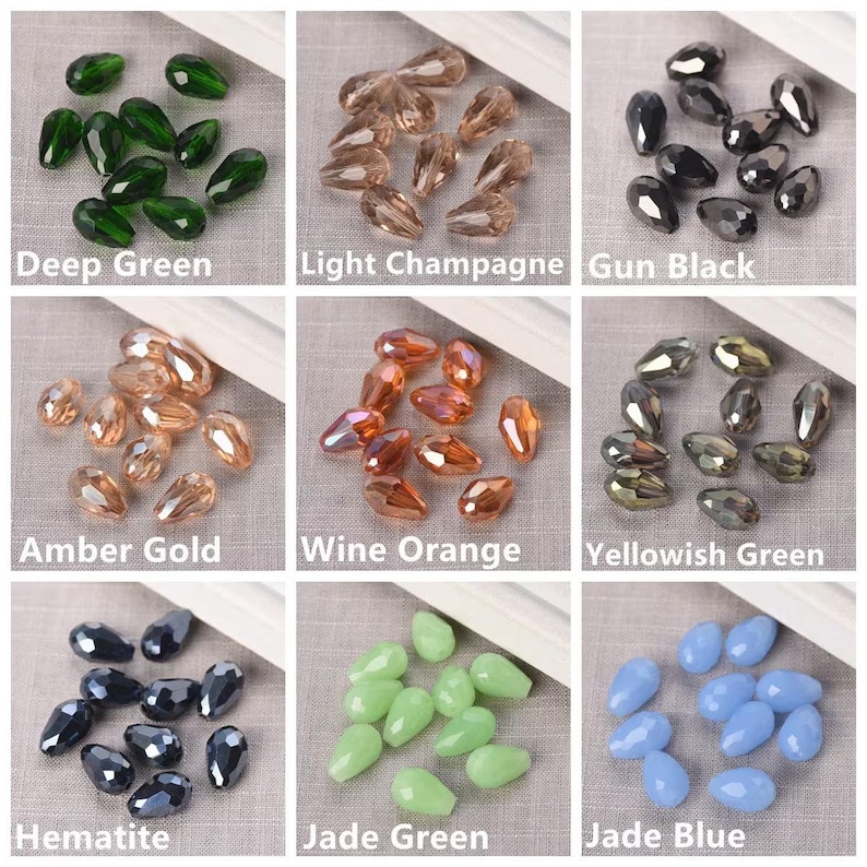 Teardrop 5x3mm 7x5mm 12x8mm 14x10mm 18x12mm Faceted Crystal Glass Loose ...