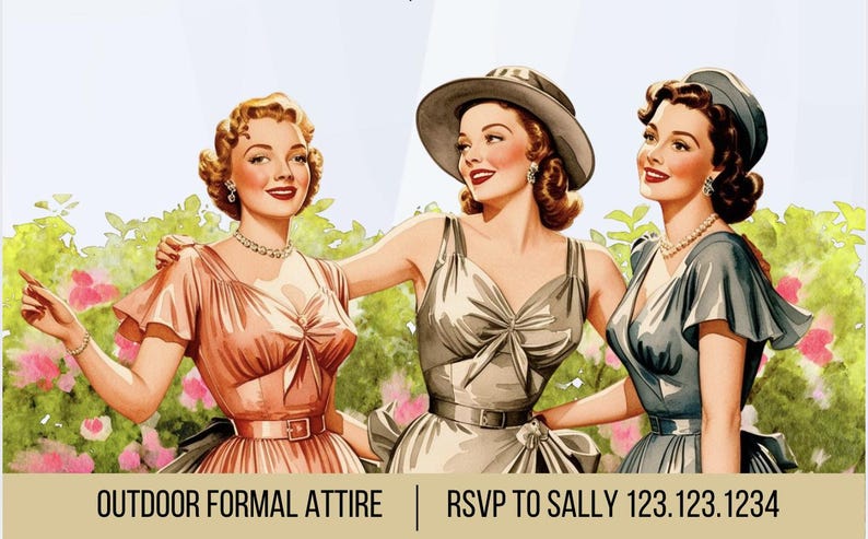 1950s Tea Party Birthday Invitation: Vintage Garden Party (digital ...