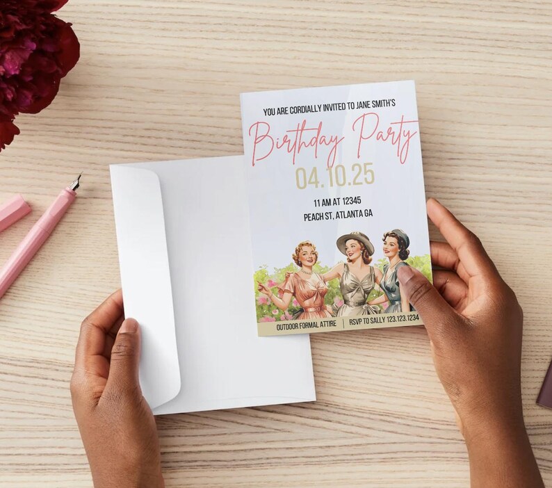 1950s Tea Party Birthday Invitation: Vintage Garden Party (digital ...