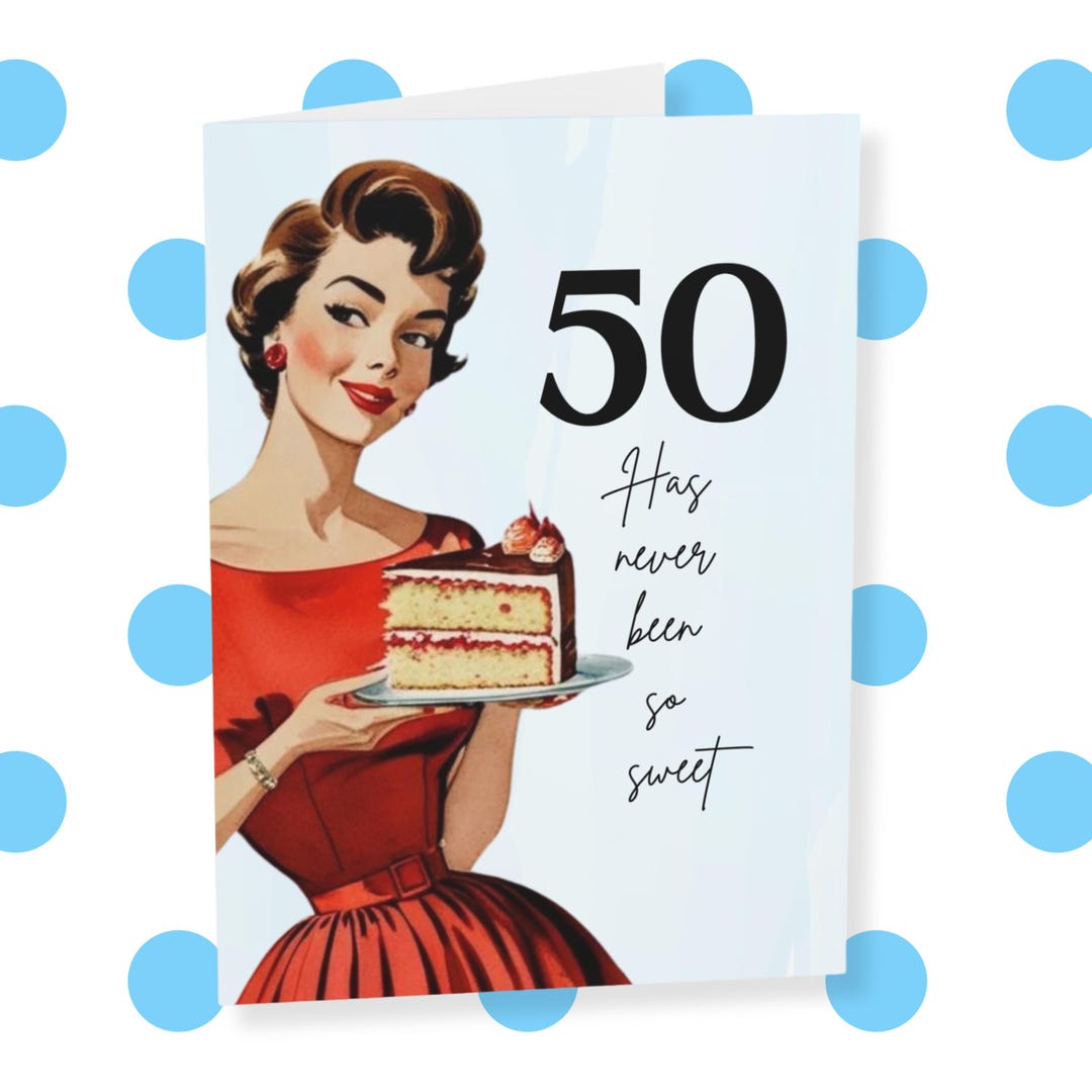 50th Happy Birthday Card Vintage Celebration, Milestone Birthday Card ...