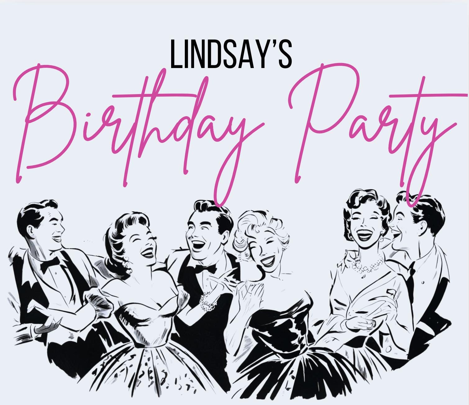 1950s Vintage Party Invitation Template Retro Editable Birthday or ...