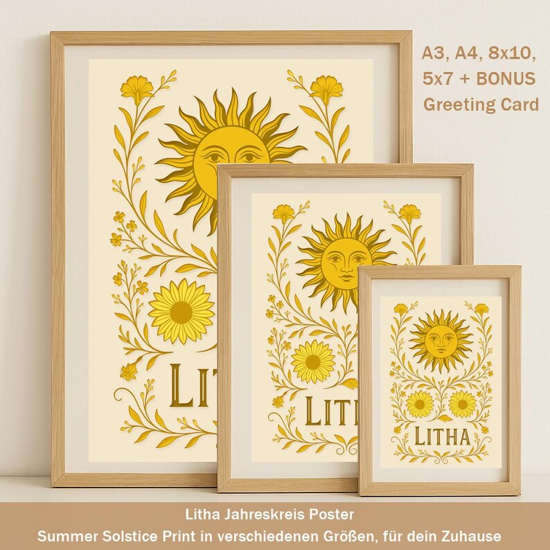 Litha Wall Art - Summer Solstice Printable - Pagan Sun Poster ...