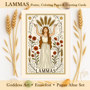 Lammas Coloring Pages Set - Lughnasadh Ritual Greeting Cards and Poster ...