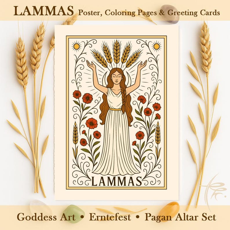 Lammas Coloring Pages Set - Lughnasadh Ritual Greeting Cards and Poster ...