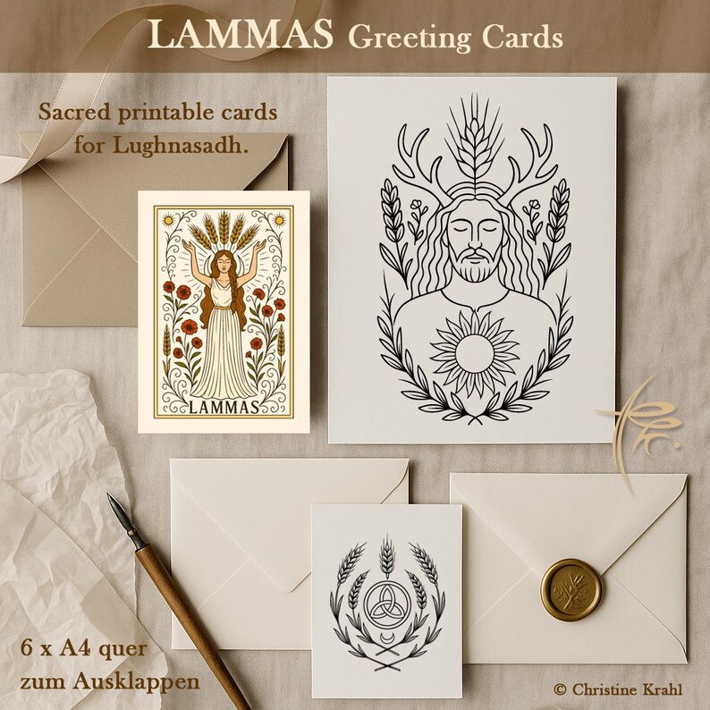 Lammas Coloring Pages Set - Lughnasadh Ritual Greeting Cards and Poster ...